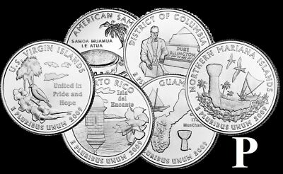 2009 P WASHINGTON D.C.AND U.S. TERRITORIES QUARTER 6 Coin SET ...