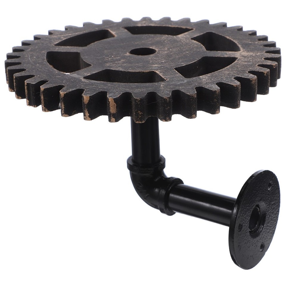 Vintage Industrial Pipe Wall Shelf Rack With Steampunk Gear For Kitchen ...