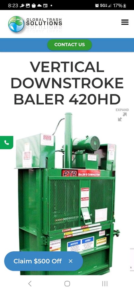 Vertical Downstroke Baler/Compactor Model 420HD | eBay