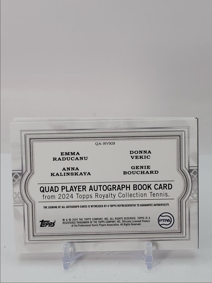 RADUCANU VEKIC BOUCHARD 2024 TOPPS ROYALTY QUAD PLAYER BOOKLET AUTO /25 ...