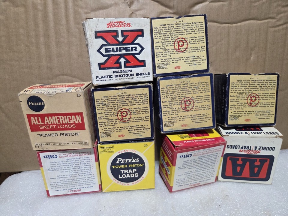 Lot 10 Vintage Empty Shotgun Shot Shell Boxes Winchester Super X Victor ...