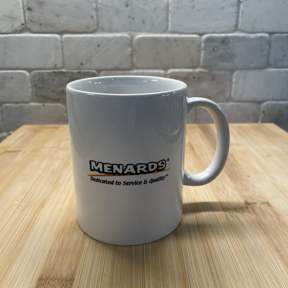 Menards Coffee Cup Mug White With Black Logo Splash Of Color | eBay UK