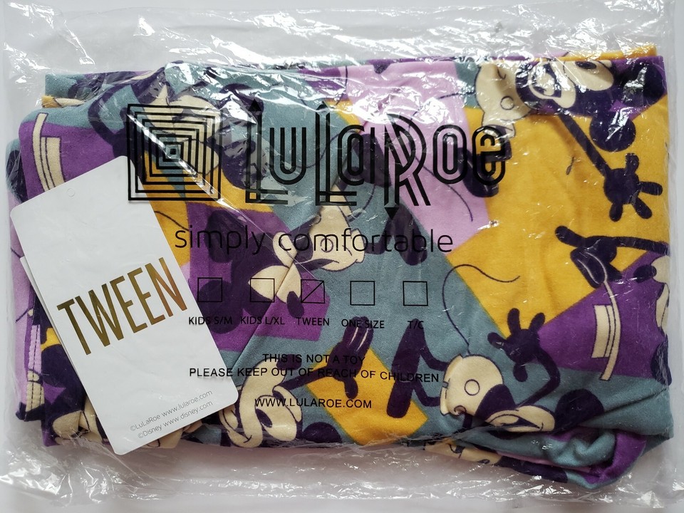 Lularoe Disney Mickey Tween Leggings Vintage 1920s Mouse Green Purple ...