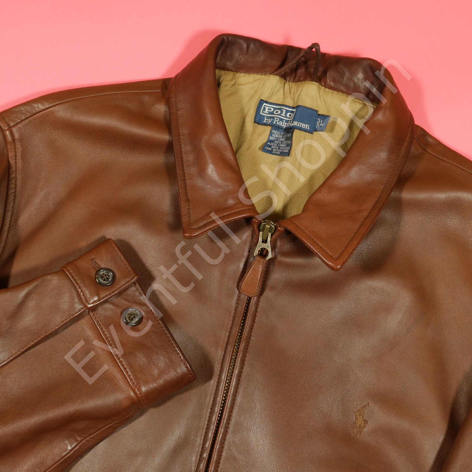 Vintage 1990s Polo Ralph Lauren Leather Bomber Jacket in Brown Size ...