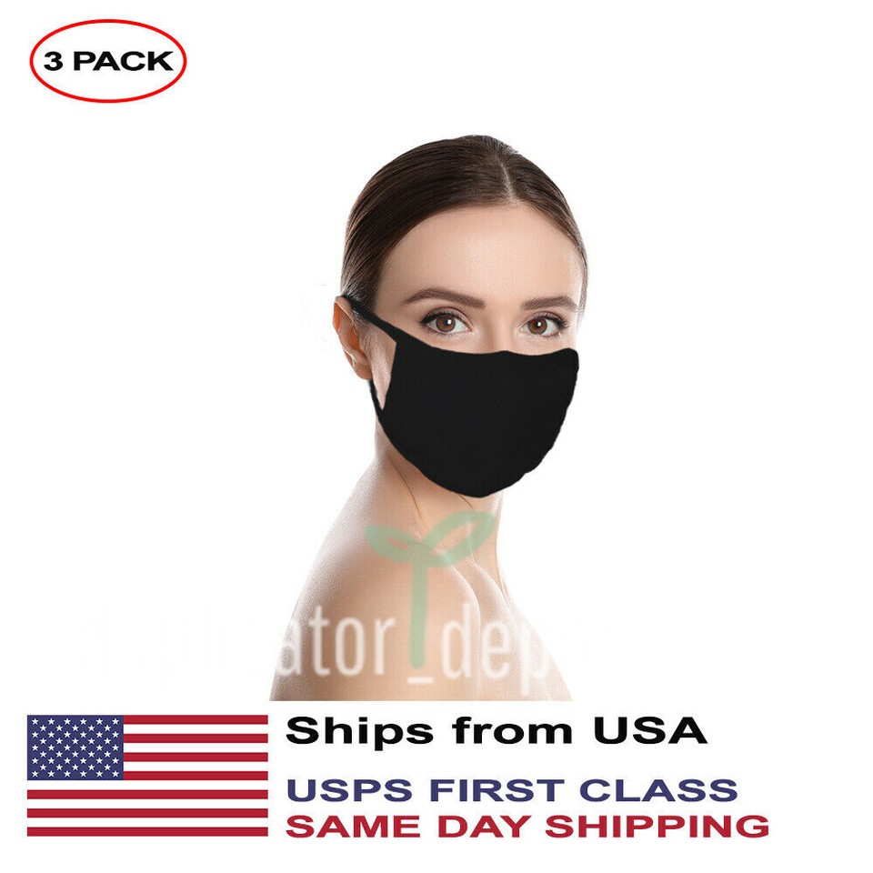 Washable Reusable Double Layer Face Mask Mouth Cover, In Stock, 3 Pack ...