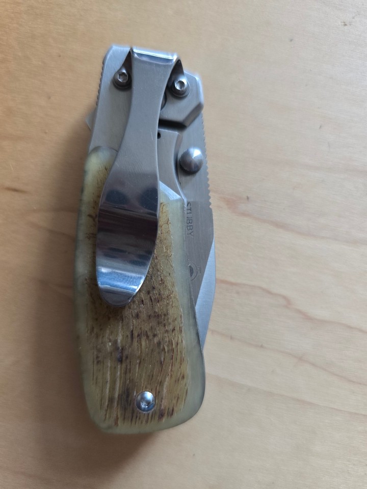CRKT 4020RH Graham Stubby Folding Razel 2" Blade, Ram Horn Handle ...