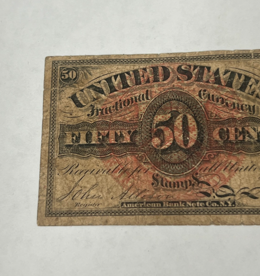 Act March 1863 United States 50 Cents Bill Fractional Currency Lincoln ...
