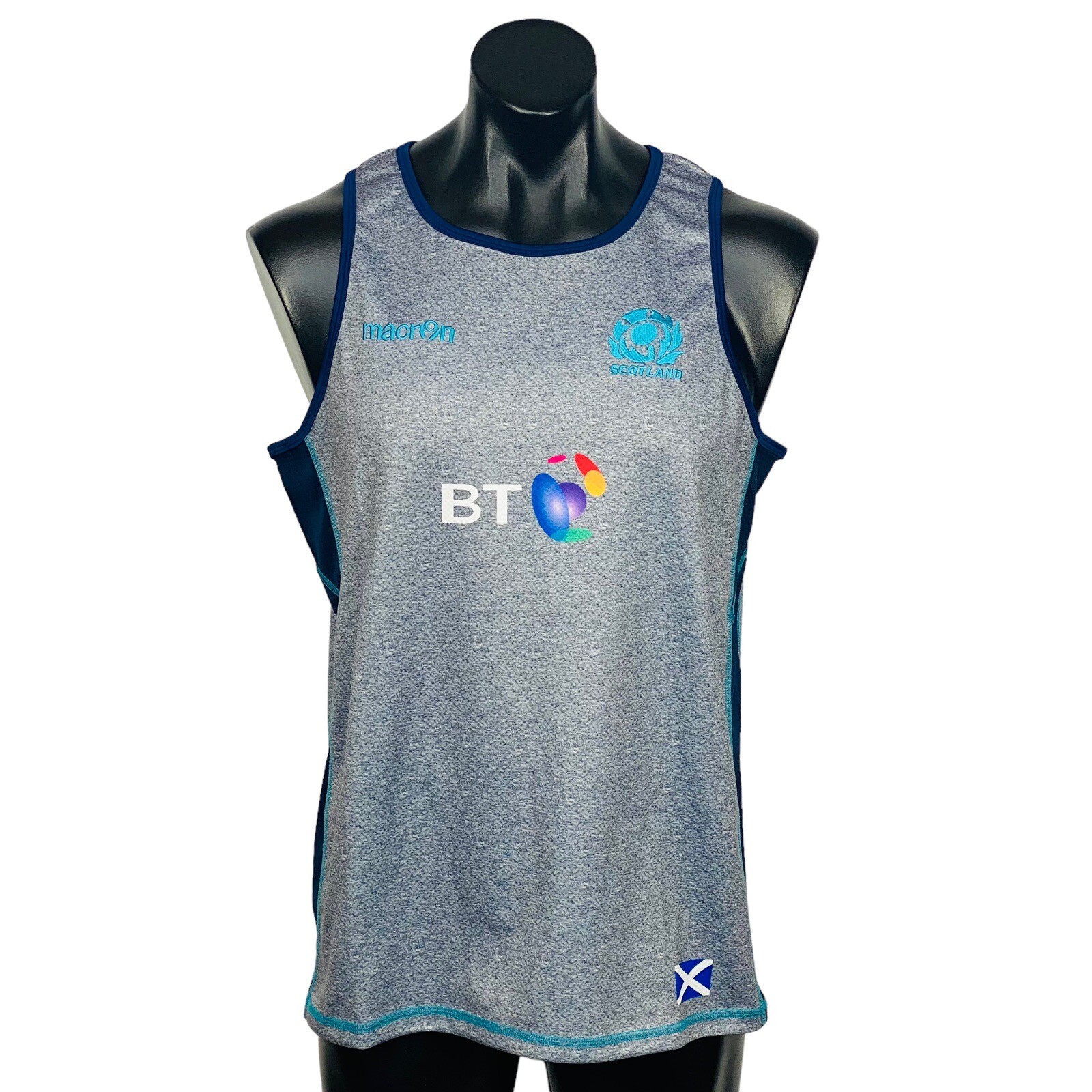 Scottish National Rugby Team Men's Macron BT Singlet Tank Grey Navy ...