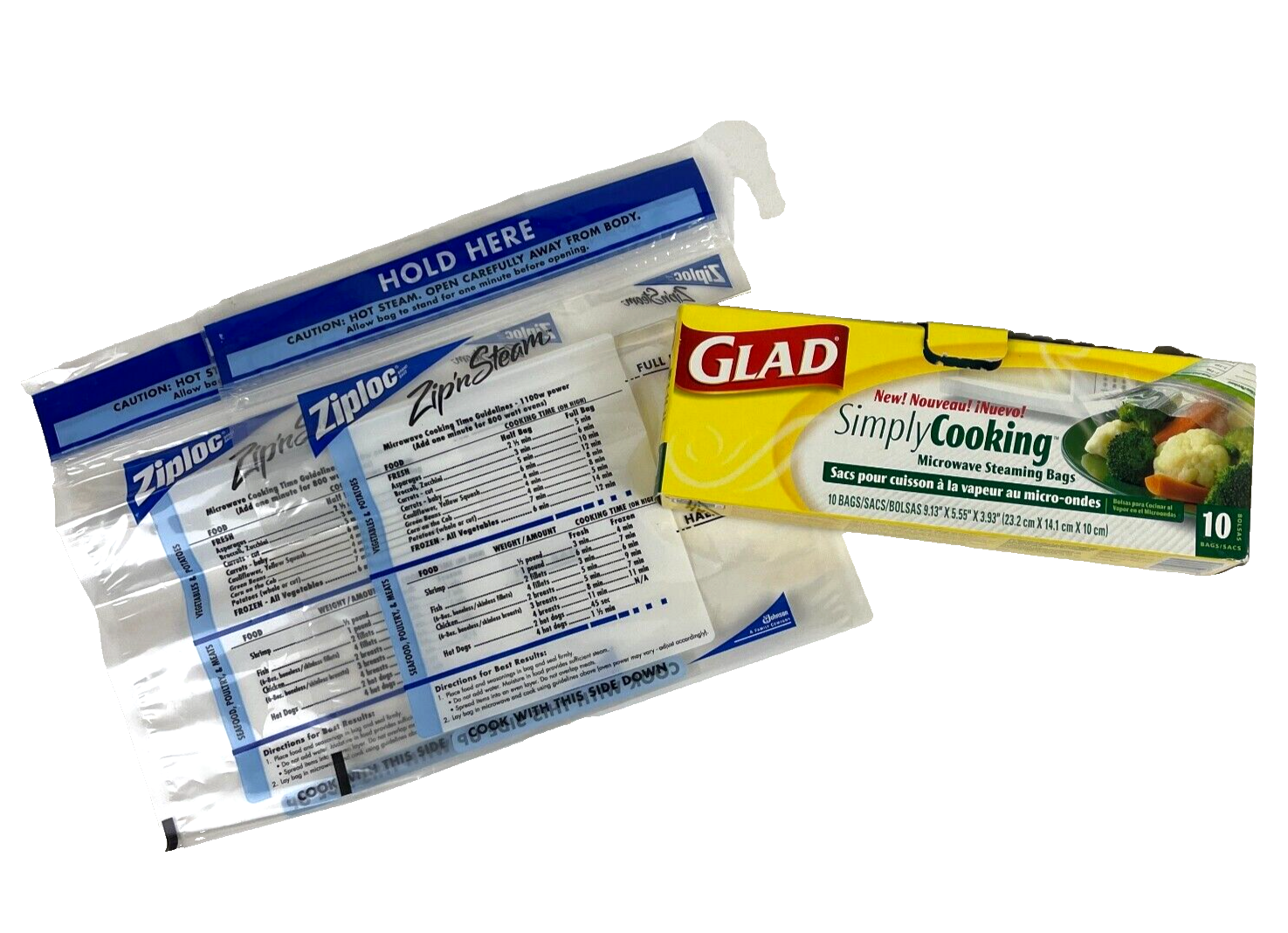 Glad Simply Cooking Microwave Steaming Bags 9 +2 Zip Lock Steam Bags | eBay