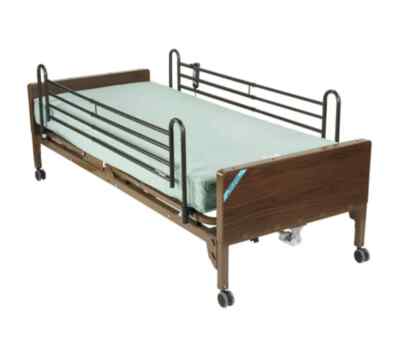 Medline Semi-Electric Homecare Hospital Bed w Full Rails & Innerspring ...