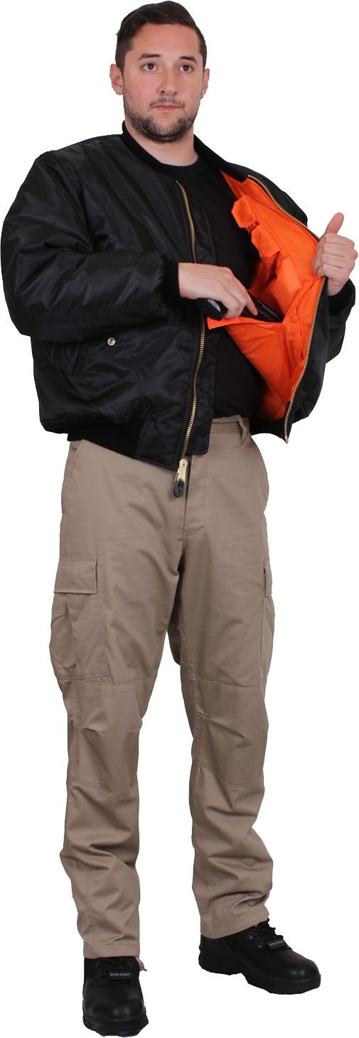 Rothco Black Concealed Carry Air Force MA-1 Reversible Bomber Coat ...
