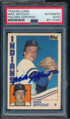 1984 Topps Traded #56T Mike Jeffcoat signed auto autograph PsA/DNA blue ...