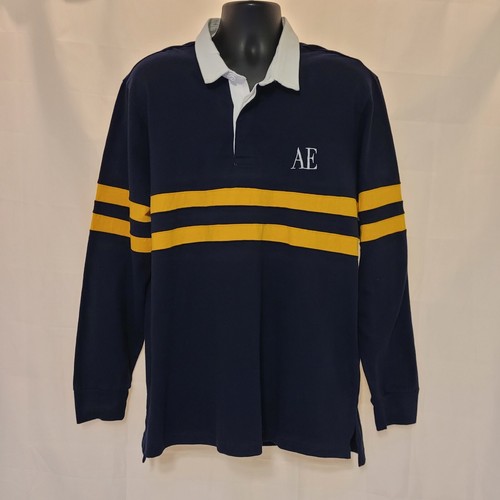 American Eagle Men's XL Blue Long Sleeve Rugby Pullover Shirt Standard ...