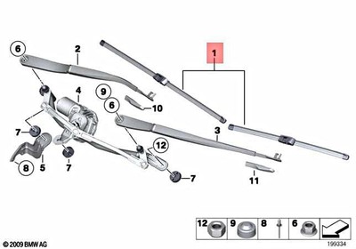 Genuine BMW Hybrid M5 F10 F11 F18 518d 520d ed Wiper Blades SET ...