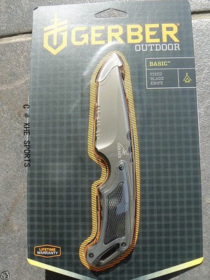 Gerber Basic Serrated Pig Hunting Camping Knife + Sheath Drop Point 31 ...