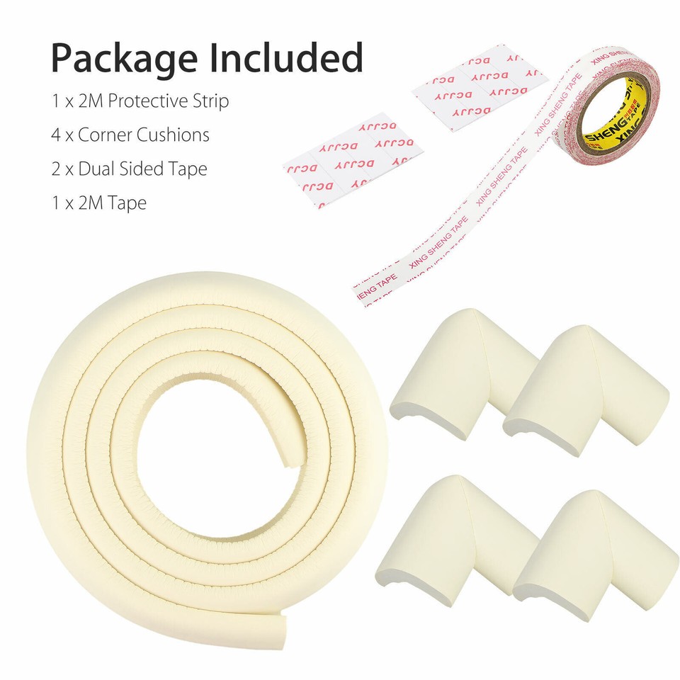 Extra Thick Baby Proofing Edge Guard Foam Protector Bumpers + 4 Corners ...
