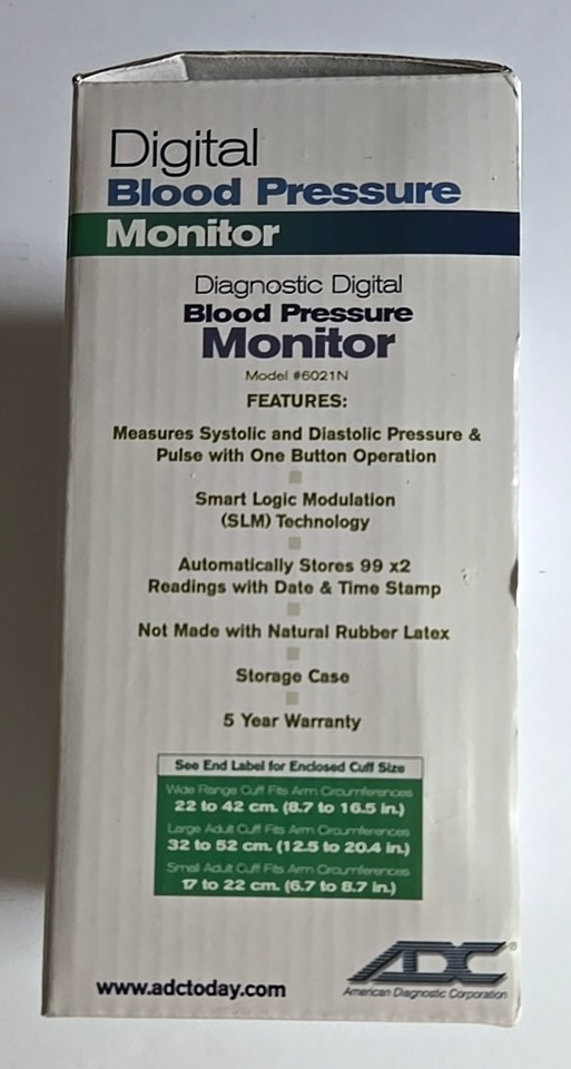 ADC Advantage Automatic Digital Blood Pressure Monitor Large Adult ...