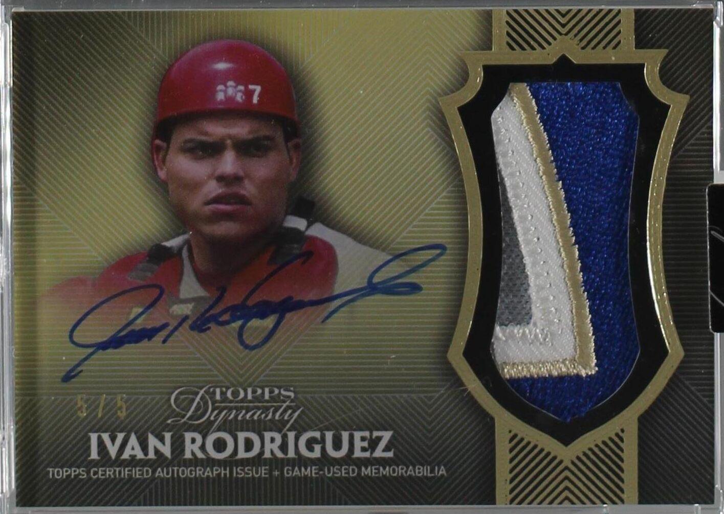 2017 Topps Dynasty - Autograph Patches Ivan Rodriguez #AP-IR2 Gold /5 ...
