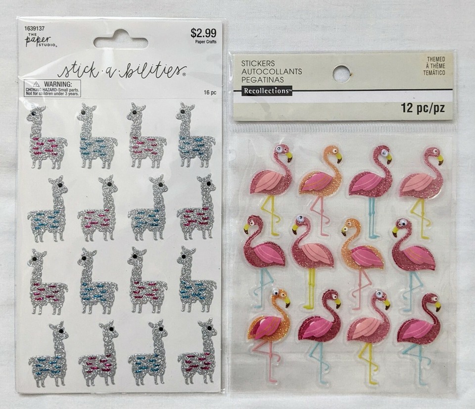 Fun Animals Scrapbook Stickers Lot of 6 Recollections Rhinos Flamingos ...