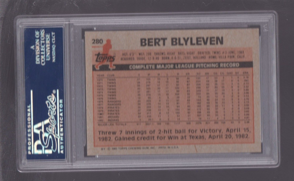 1983 Topps Bert Blyleven Baseball Card #280 PSA 9 Mint | eBay