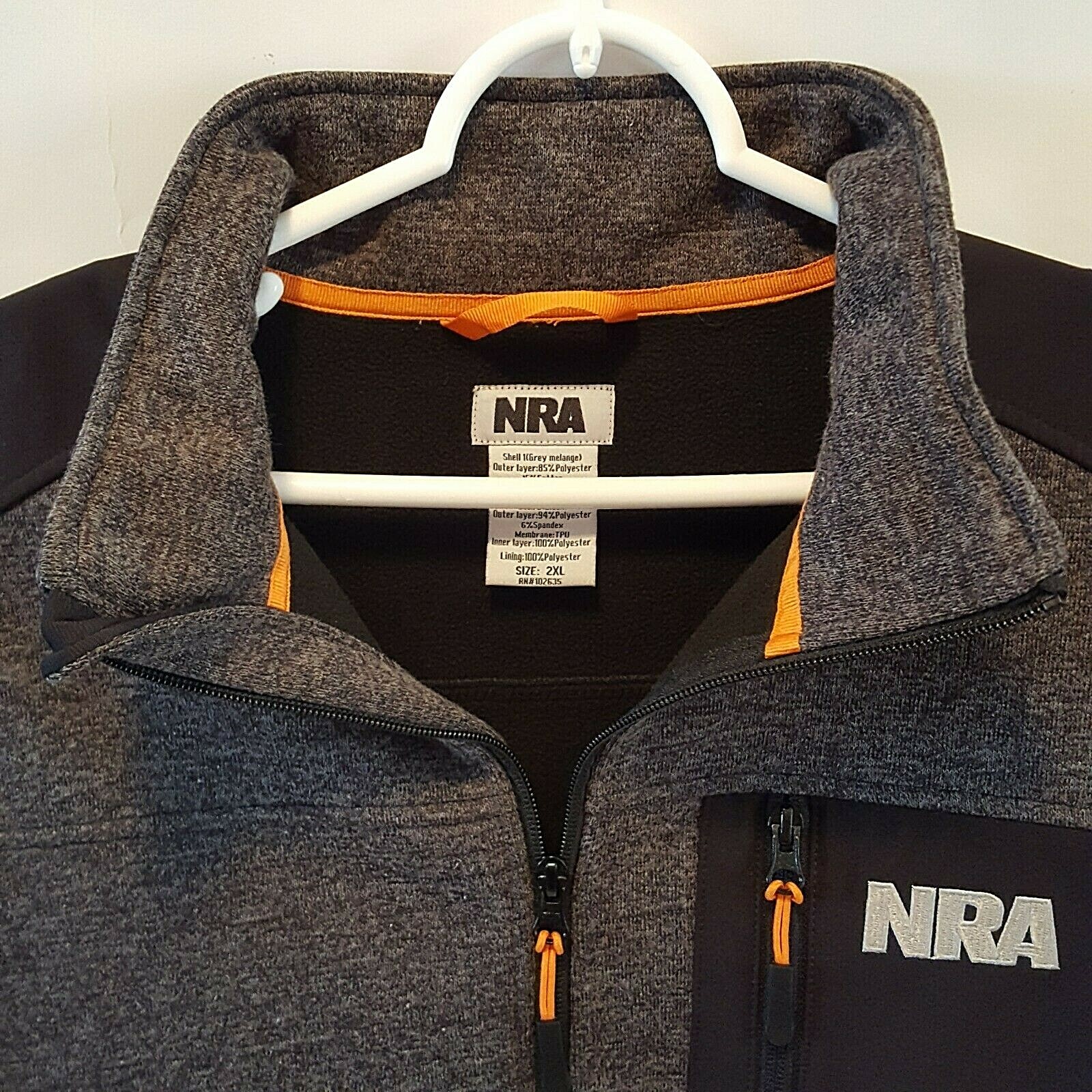 NRA Jacket Black Gray Full Zip Pockets Casual Mens Regular XL Slim Fit ...