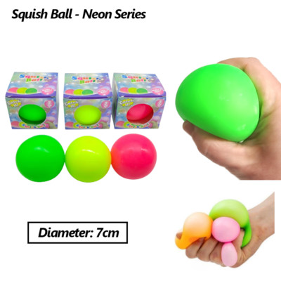 Anti Stress Squishy Ball Neon Colour Relief Abreaction Sensory Squeeze ...