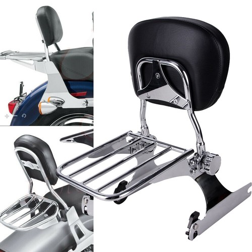 Detachable Backrest Sissy Bar + Luggage Rack For Harley Dyna Low Rider ...