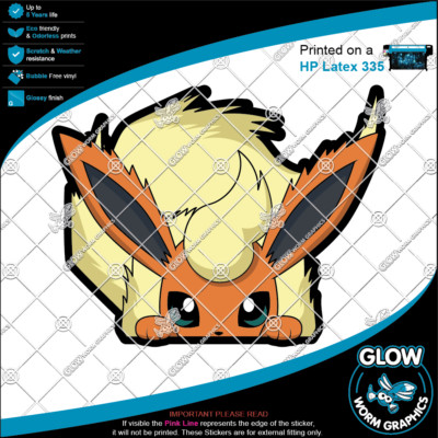 Pokemon Flareon Eevee Peeking Car Van Wall Fun Cute Cartoon Sticker ...