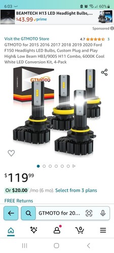 GTMOTO for 2015 2016 2017 2018 2019 2020 Ford F150 Headlights LED Bulbs ...