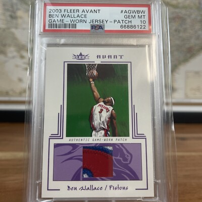 2003 Fleer Avant Ben Wallace Game Worn Jersey Patch 19/25 PSA 10 POP 1 ...