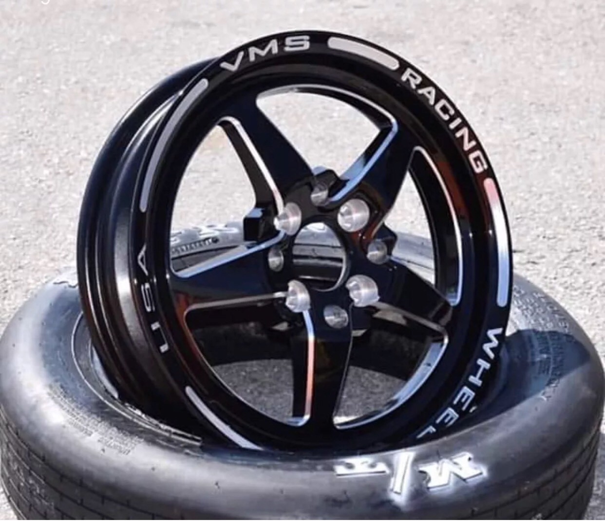 2 RIMS 15X3.5" VMS RACING STAR SKINNY BLACK SILVER WHEELS 4X100 4X114 ...