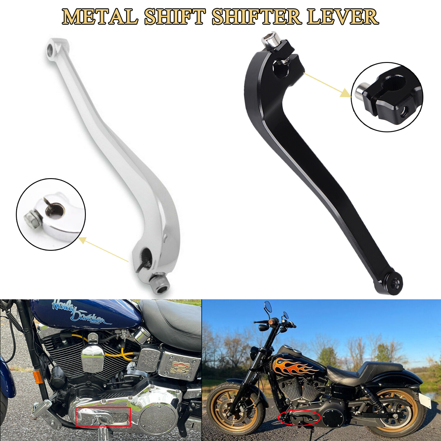 Chrome/Black Toe Shift Shifter Lever Metal Fit For Harley Dyna FXDB ...