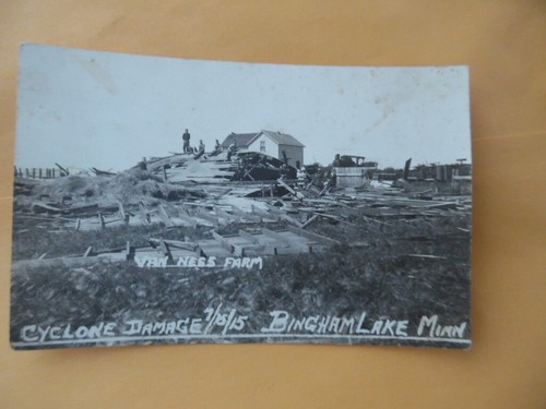 1915 Van Ness Farm Cyclone Damage Real Photo Postcard Bingham Lake ...