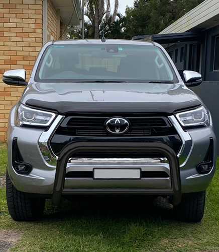 NUDGE BAR SUITS MY21 2022 TOYOTA HILUX BLACK STEEL SENSOR COMP HEAVY ...