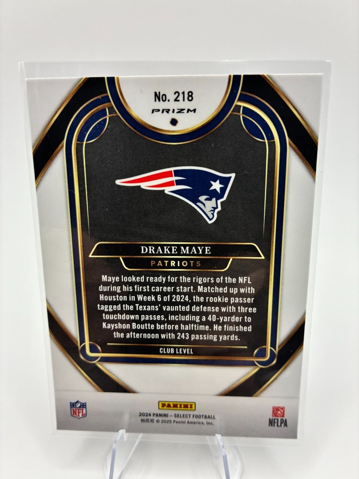 2024 Panini Select - Club Level Drake Maye #218 Red & Yellow Shock ...