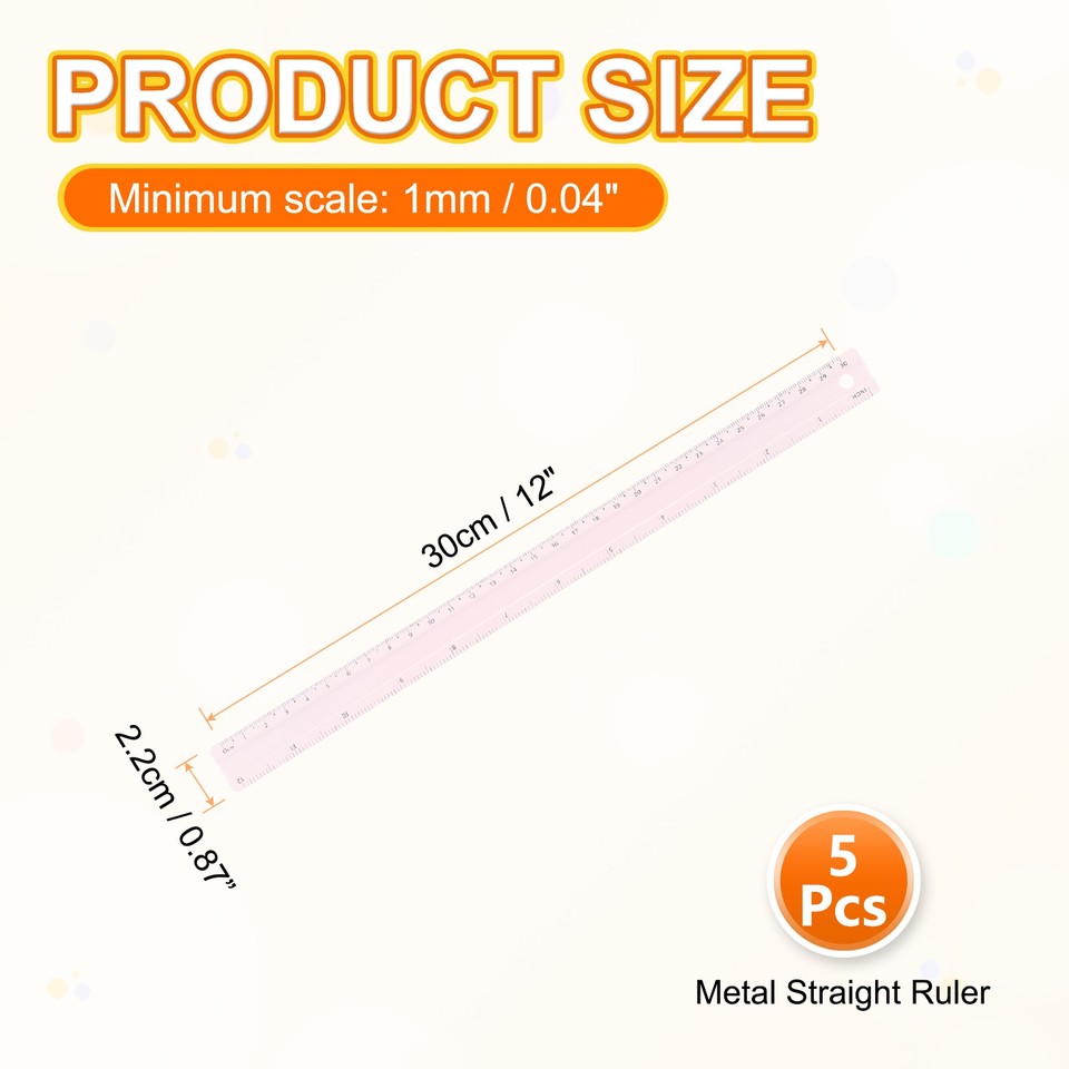 5pcs Straight Ruler 12 Inch(30cm) Metric & SAE Aluminum Rulers Light ...