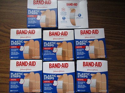 8 boxes Band-Aid Adhesive Bandages Plastic All One Size, 60 sterile/box ...