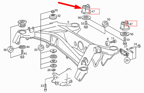MERCEDES BENZ E CLASS W124 REAR SUSPENSION SUBFRAME MOUNT A1243510242 ...