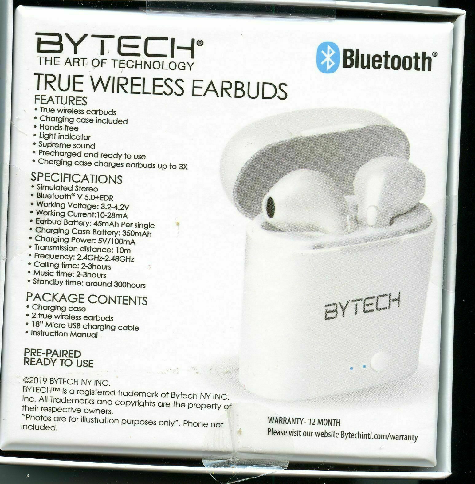 Bytech True Wireless Earbuds White Bluetooth | eBay