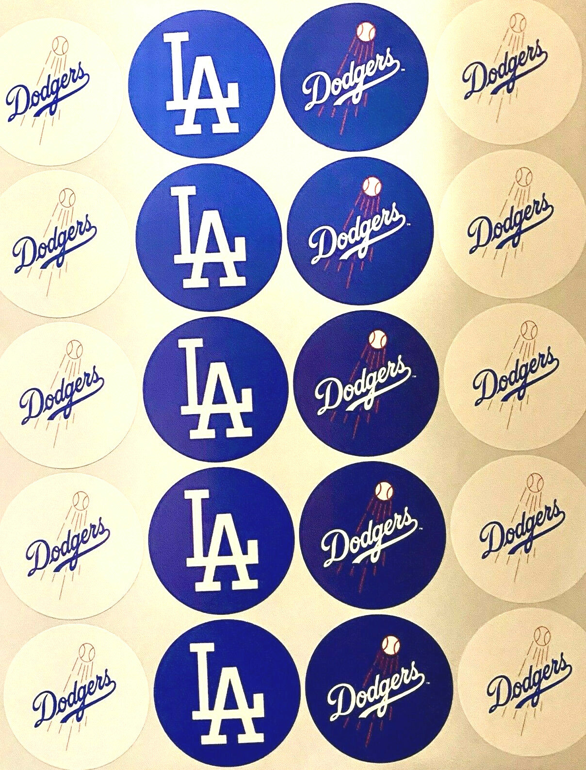 SET of 40- 2" LOS ANGELES DODGERS ADHESIVE STICKERS.Baseball Birthday ...