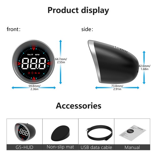 GPS HUD Digital Speedometer Car Head Up Display Universal MPH Overspeed ...