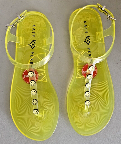 Katy Perry Women's The Geli-T Strap Flat Sandal Smiley Face Lemon Drop ...