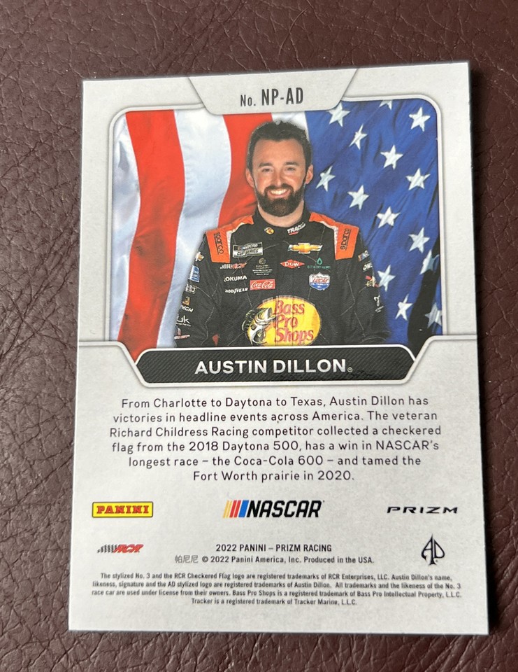 2022 Panini Prizm NASCAR Racing AUSTIN DILLON *National Pride Silver ...