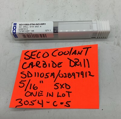 Seco 02897912, 5/16”, 1105A, Coolant Carbide Drill ) One In Lot) C-5 | eBay