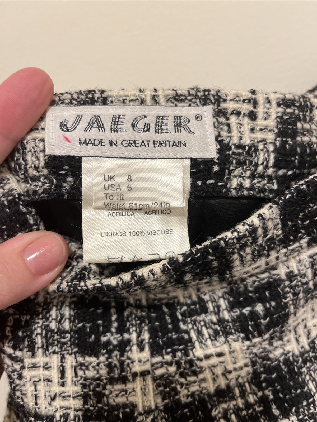 Jaeger London Black + Cream Tweed/Plaid/Houndstooth W… - Gem