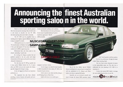1990 HOLDEN COMMODORE HSV SV5000 A3 ADVERT POSTER SALES BROCHURE | eBay