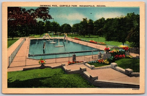c1943 Swimming Pool Garfield Park Indianapolis Indiana VINTAGE Postcard ...
