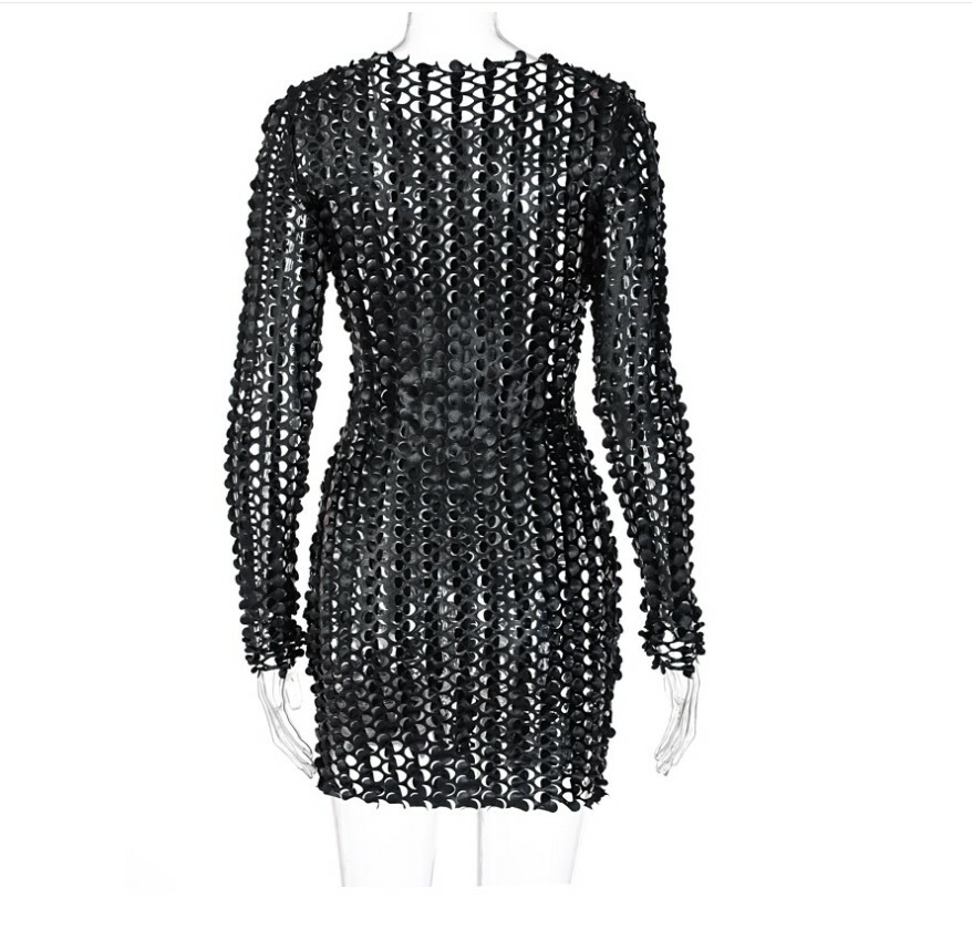 Women Long Sleeve Cut Out Solid Skinny Sexy Party Club Elegant Mini ...
