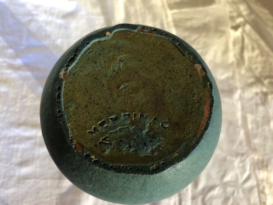 Merrimac Pottery Co Pitcher/Ewer-1902-1908-Matte Blue-Arts & Crafts ...