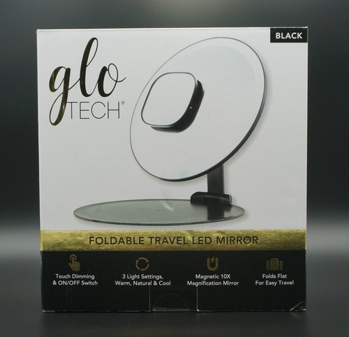 Glo Tech LED Travel Mirror Foldable Compact Lighted NEW Open Box | eBay